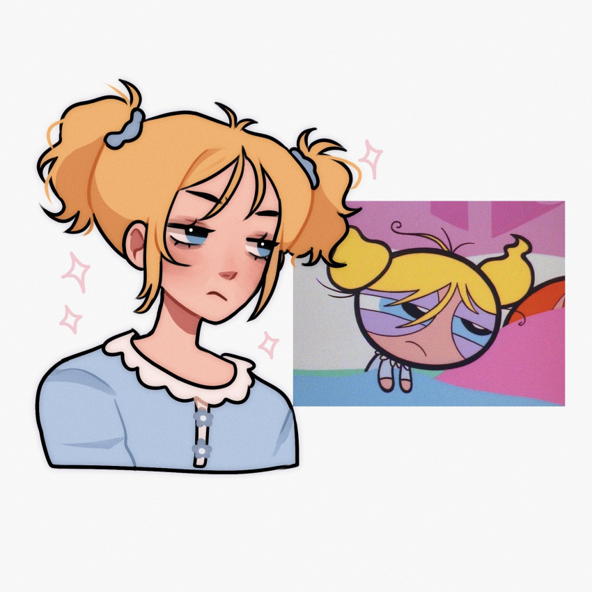 Safebooru - 1girl blonde hair blue pajamas bubbles (ppg) buttercup ...