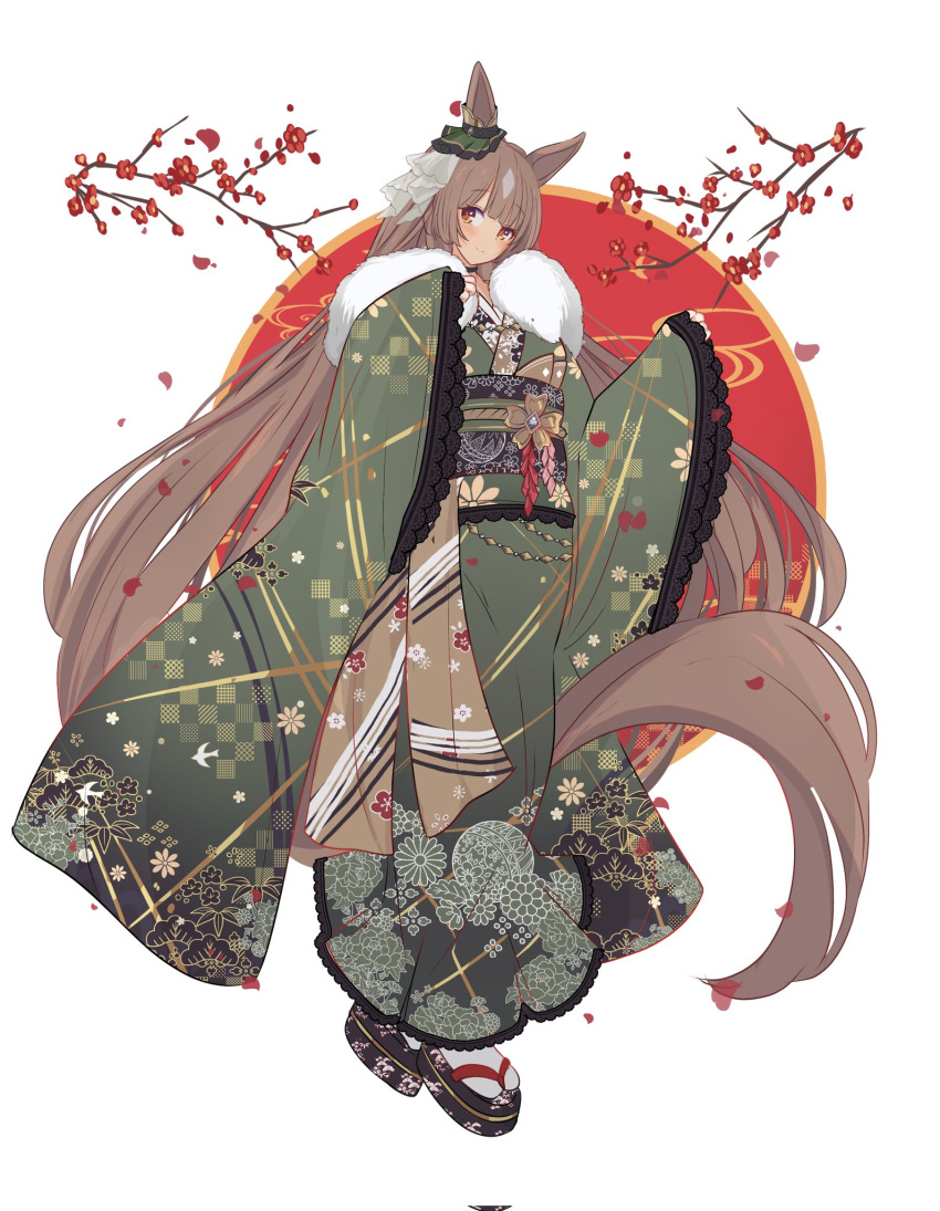 Safebooru - 1girl alternate costume amano haruka (sakogamitokuan) animal ears branch brown hair ...