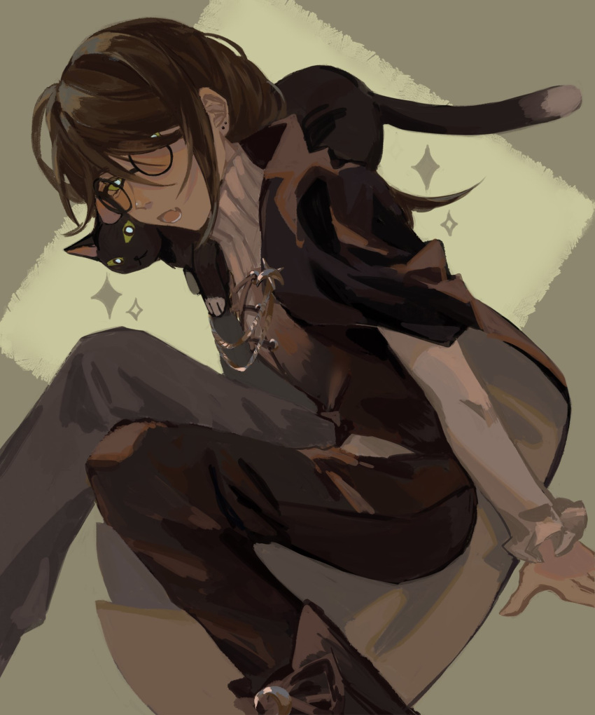 Safebooru - 1boy animal ears bishounen black cat black hair candii s0ap cape cat cat ears cat ...