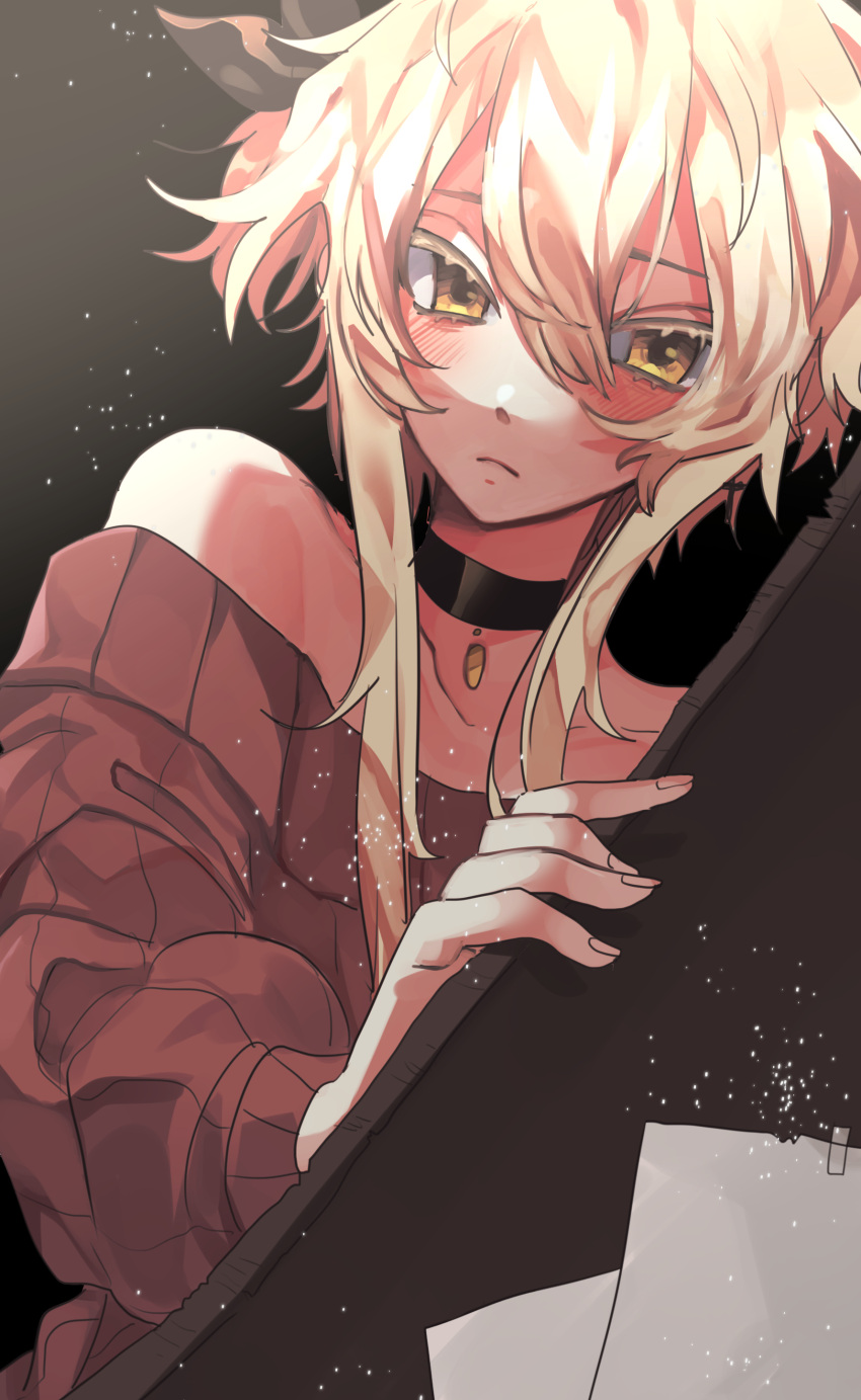 Safebooru - 1boy absurdres blonde hair blush bow choker hair ribbon ...