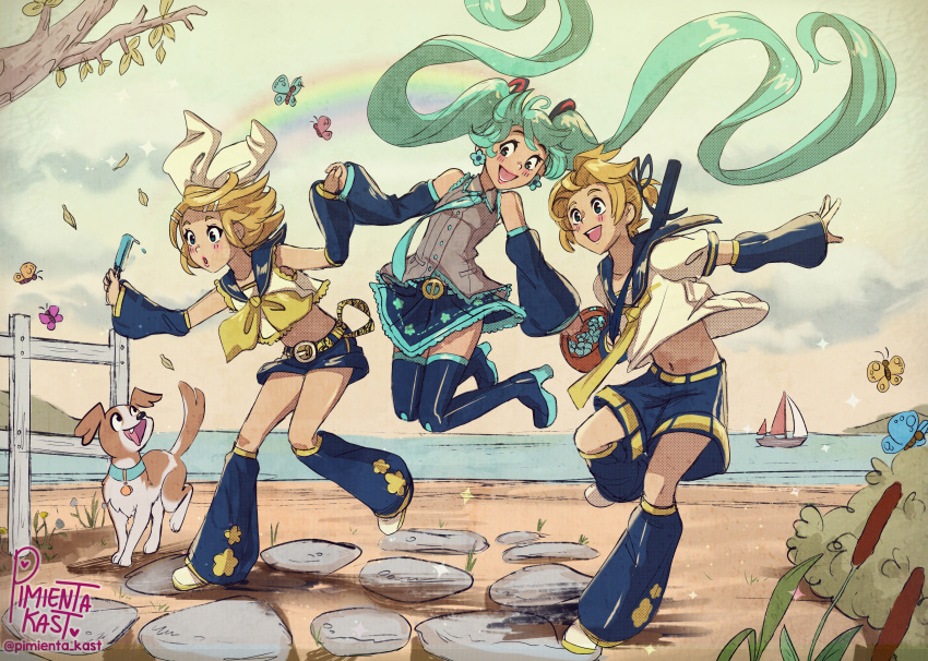 Safebooru - absurdres aqua eyes aqua hair bangs bare shoulders blonde hair boots detached ...