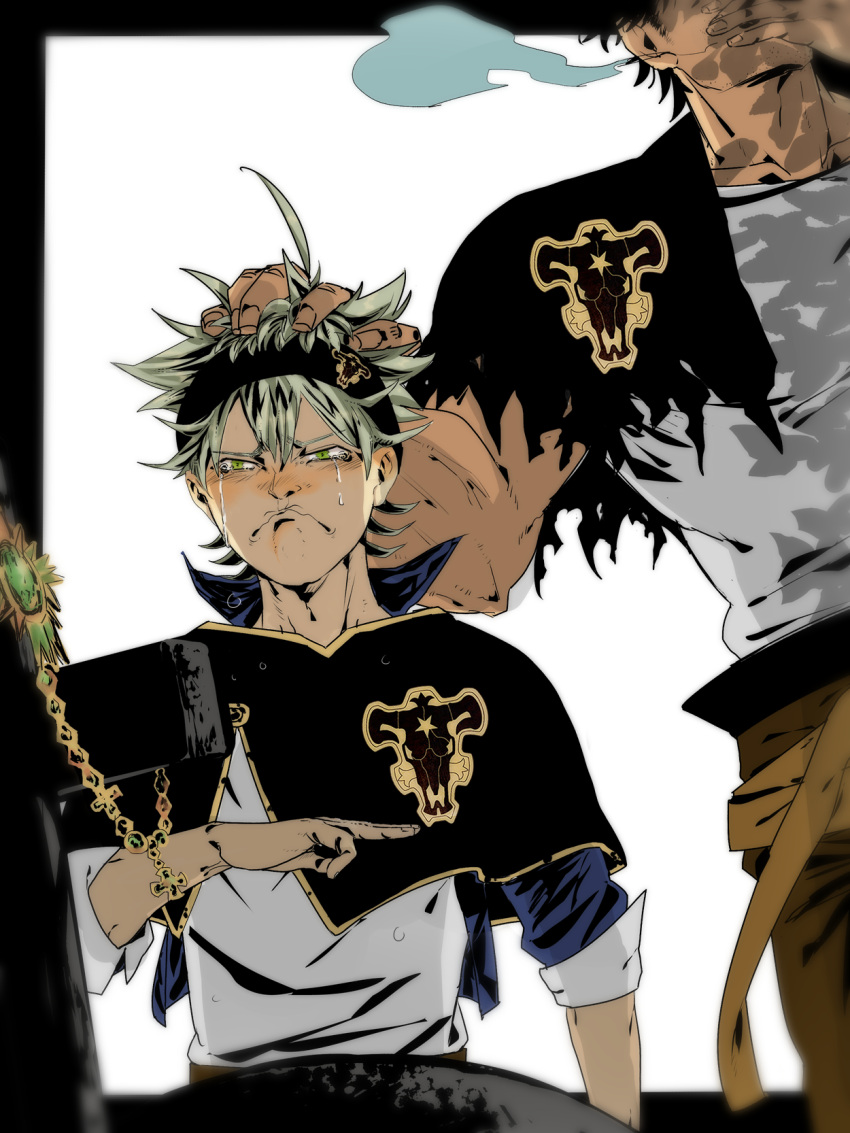 Safebooru - 2boys asta (black clover) black capelet black clover blush capelet crying crying ...