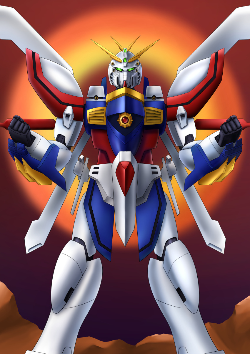 Safebooru - amame0528 fighting stance g gundam glowing glowing hand god ...
