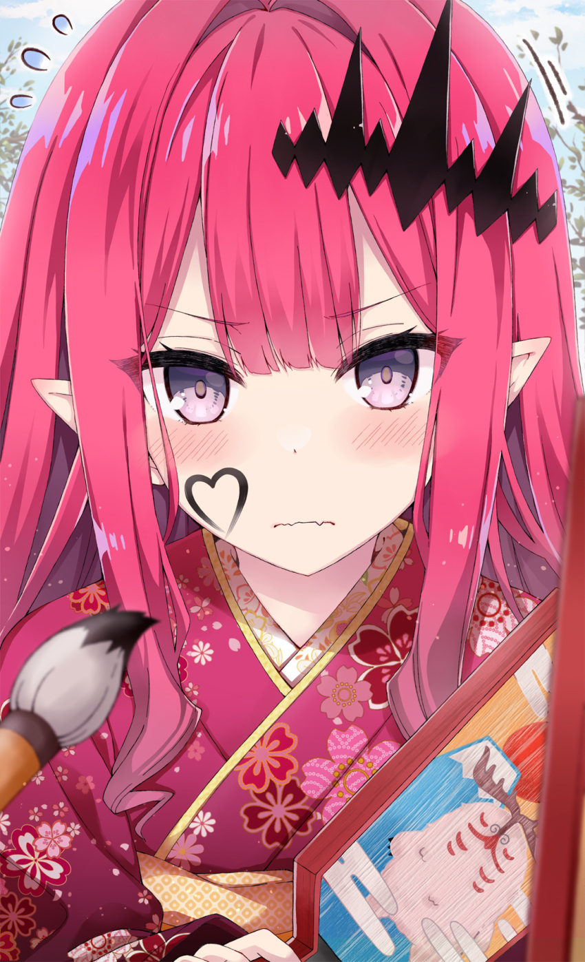 Safebooru - 1girl blush brush calligraphy brush commentary request ...