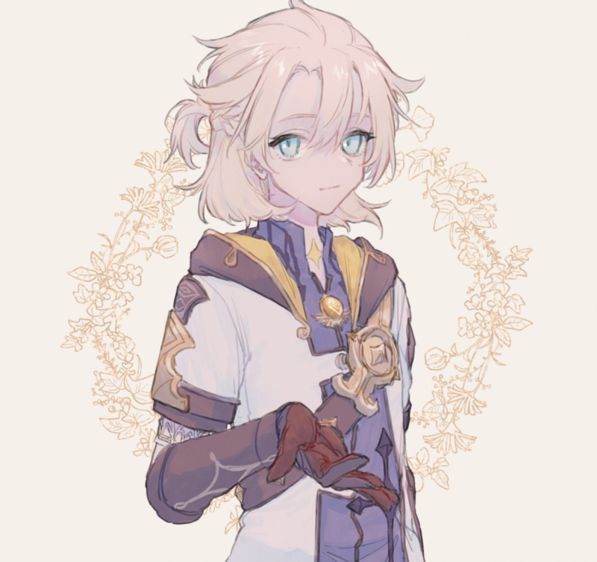 Safebooru - 1boy albedo (genshin impact) bangs blonde hair blue eyes blue shirt closed mouth ...