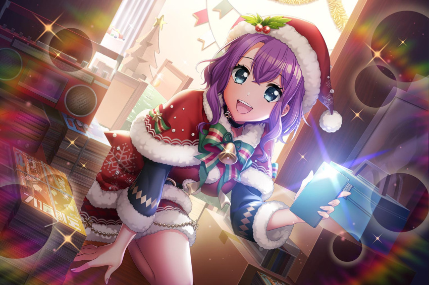 Safebooru - blue eyes blush d4dj dress hidaka saori purple hair short hair smile | 3814583