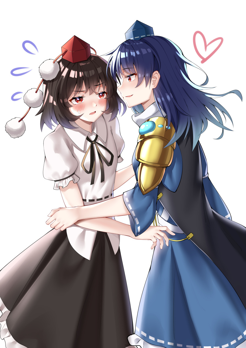 Safebooru - 2girls absurdres ailu elf bangs black coat black ribbon black skirt blue dress blue ...
