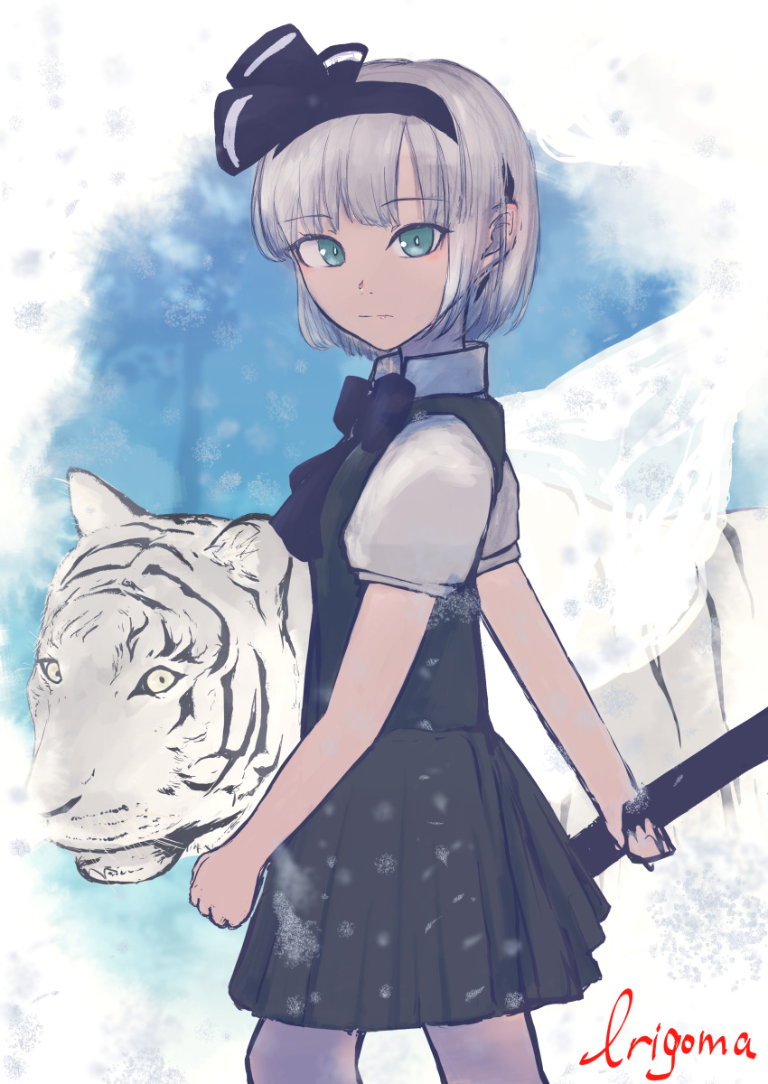 Safebooru - 1girl absurdres bangs black bow black hairband black neckwear black ribbon blue ...