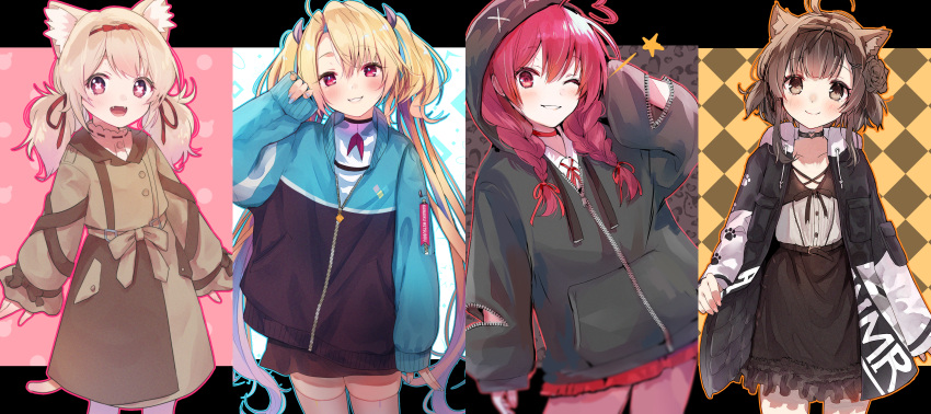 Safebooru - 4girls :d absurdres ahoge amai hiyo amai hiyo channel animal ear fluff animal ears ...