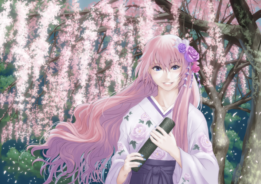 Safebooru - artist request blue eyes cherry blossoms flower hair ...