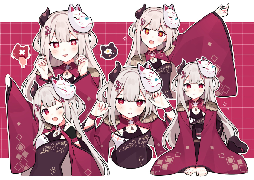 Safebooru - 1girl commentary request fox mask heart heart-shaped pupils ...