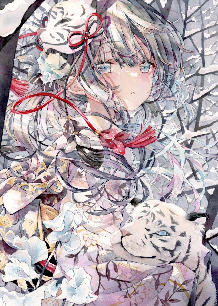 Safebooru - 1girl animal bangs blue eyes byakko character mask ...