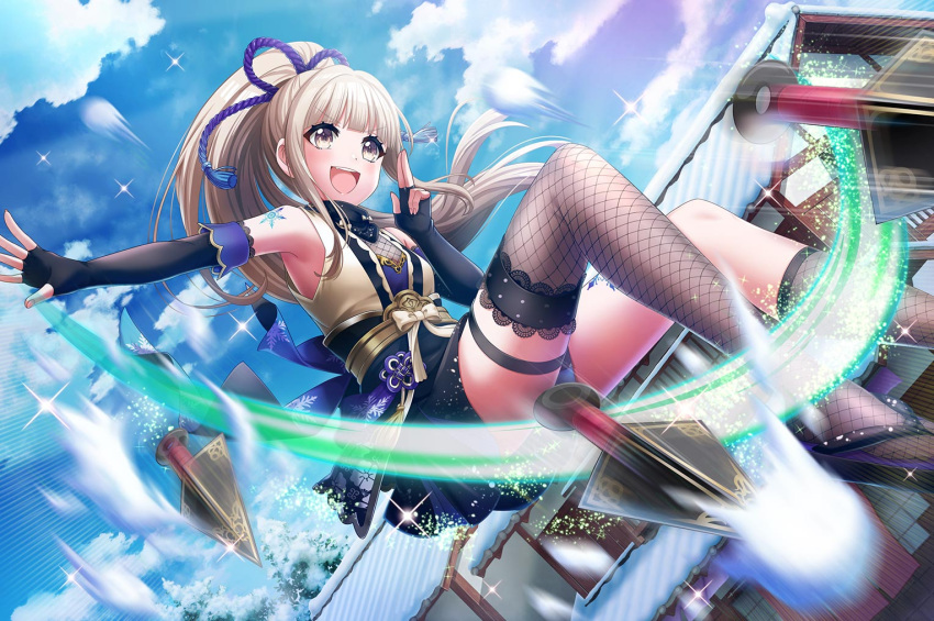 Safebooru - d4dj dress grey eyes grey hair long hair ponytail shiratori kurumi smile | 3830303