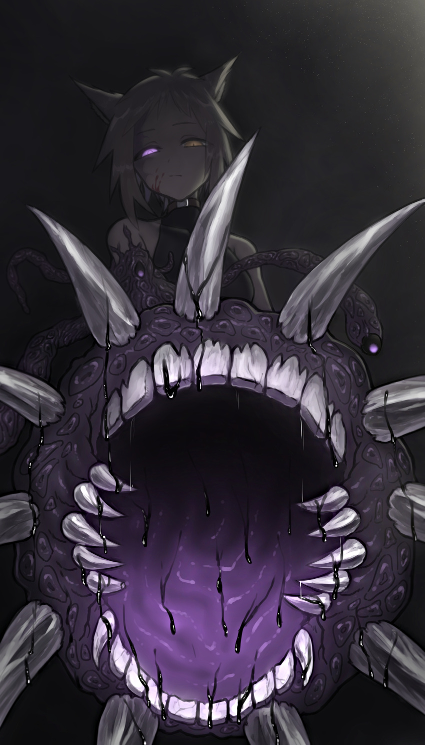 Safebooru - 1girl absurdres animal ear fluff animal ears bare shoulders black sclera blood blood ...