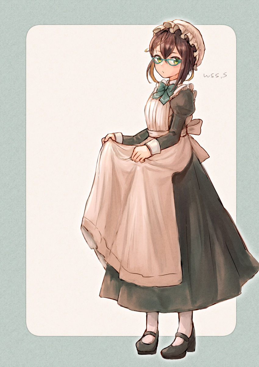 Safebooru - absurdres alternate costume enmaided glasses green eyes hat highres kantai ...
