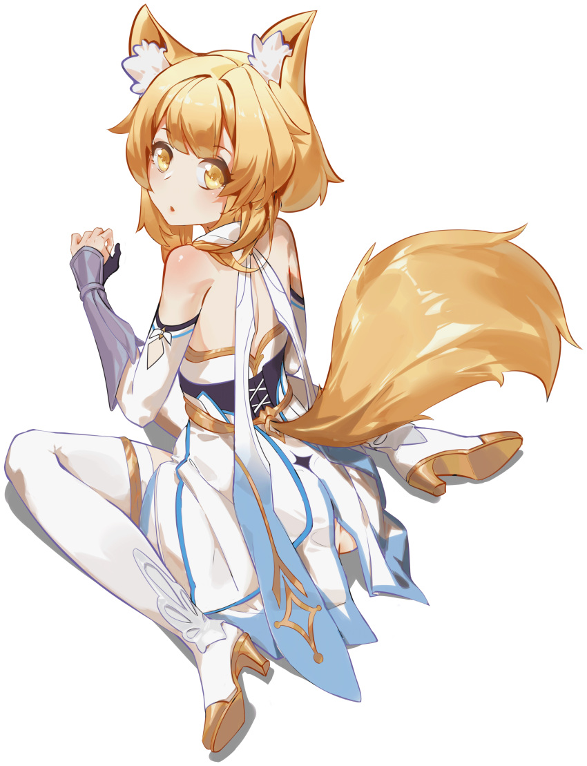 Safebooru - 1girl absurdres animal ear fluff animal ears arm guards bangs blonde hair boots ...