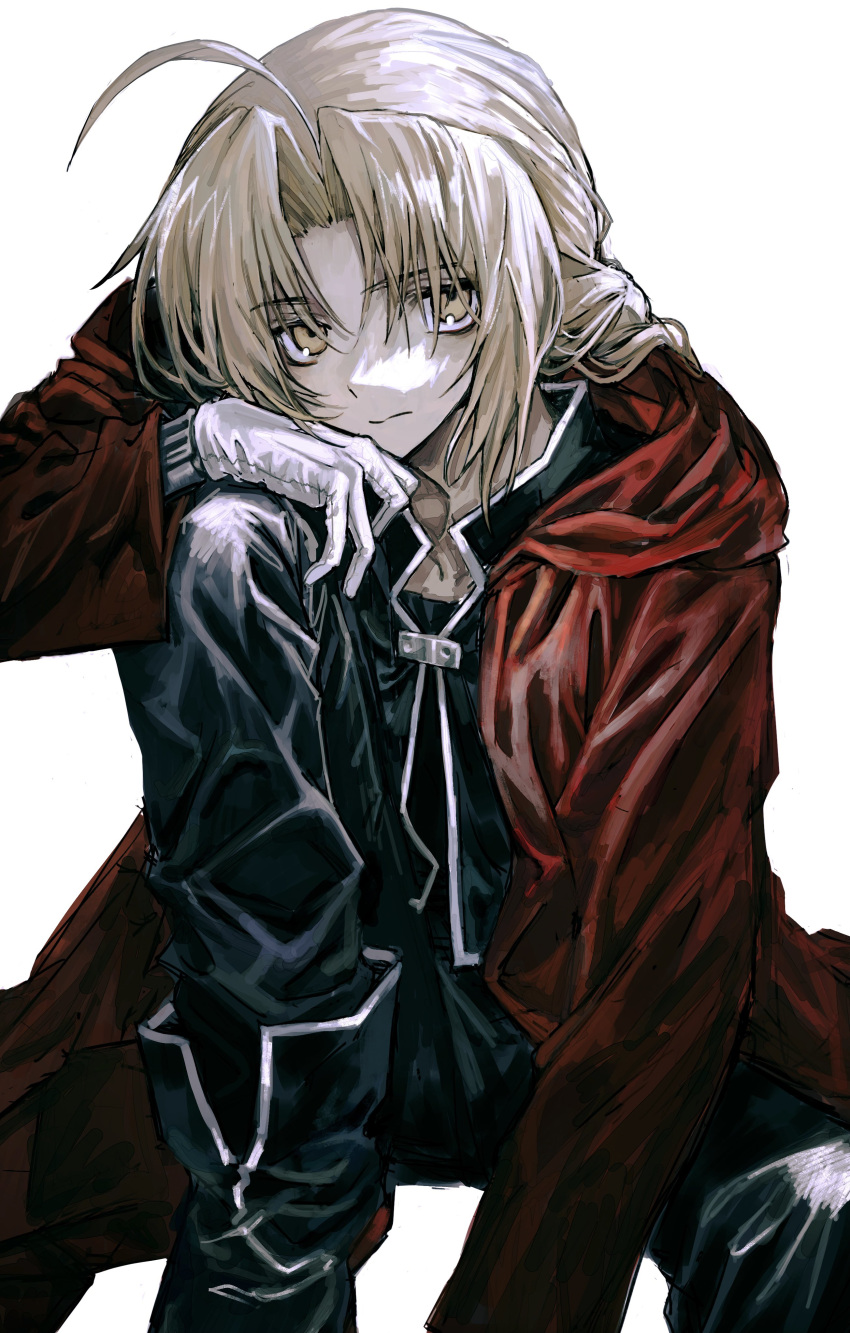 Safebooru - 1boy absurdres ahoge blonde hair braid coat edward elric fullmetal alchemist gloves ...