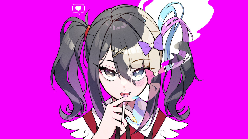 Safebooru - 2girls absurdres ame-chan (needy girl overdose) bangs black hair black ribbon blue ...