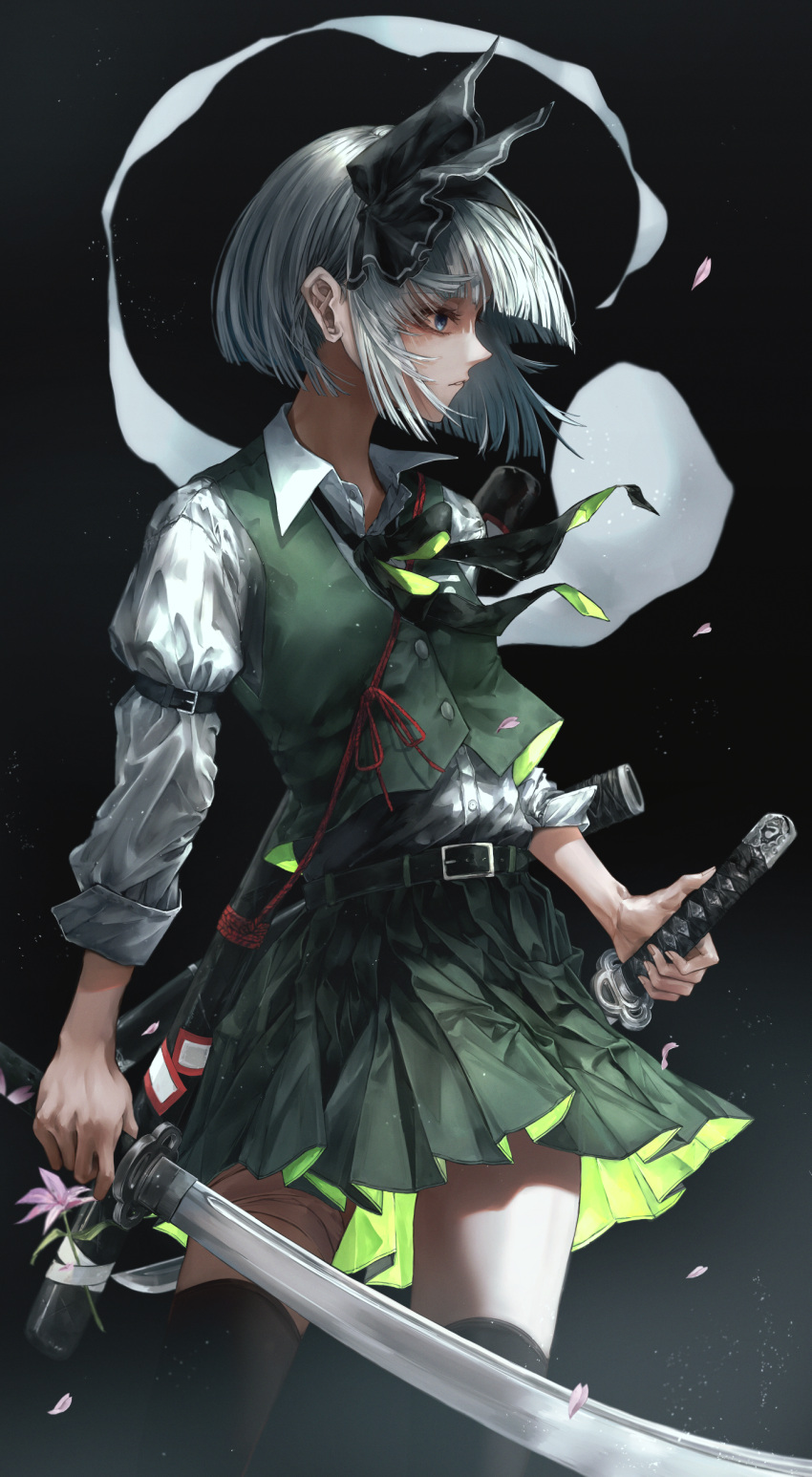 Safebooru - 1girl absurdres arm belt arm garter bandaged leg bandages bangs black background ...