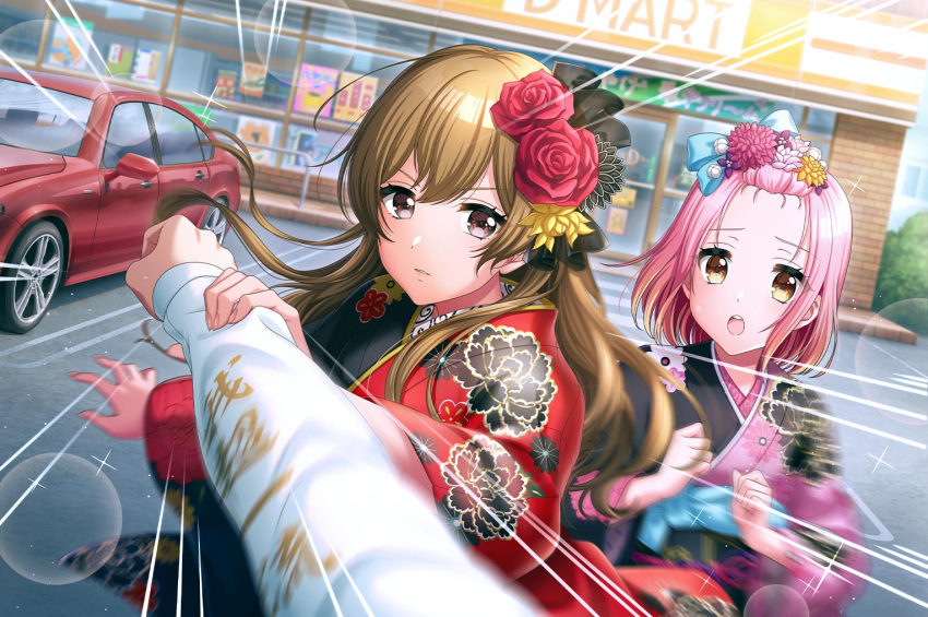 Safebooru - blush brown eyes brown hair d4dj kimono long hair yamate kyouko | 3849145