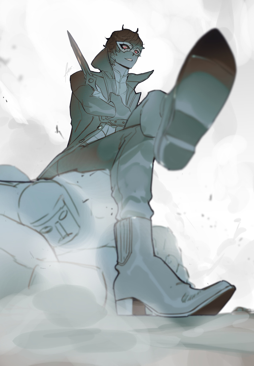 Safebooru - 1boy absurdres amamiya ren bangs boots btmr game coat commentary request crossed ...