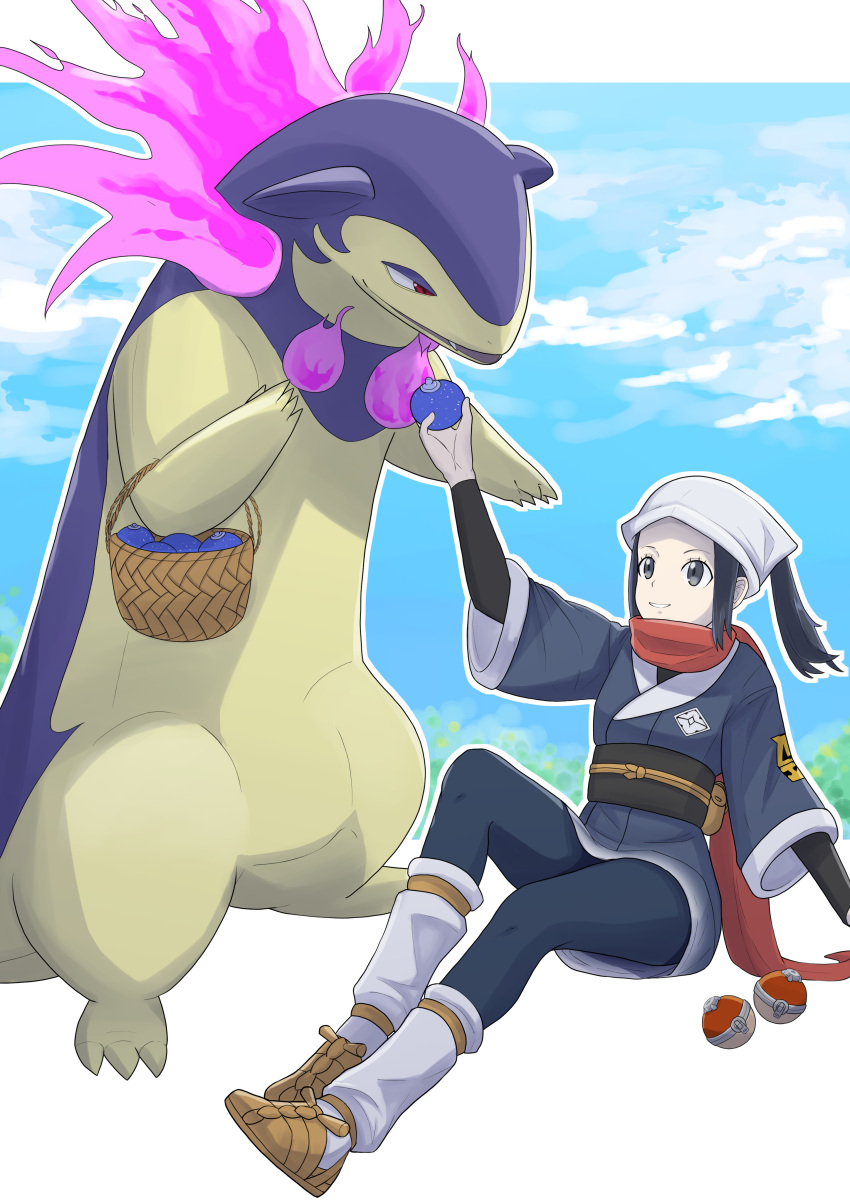 Safebooru - 1girl absurdres akari (pokemon) basket black hair brown ...