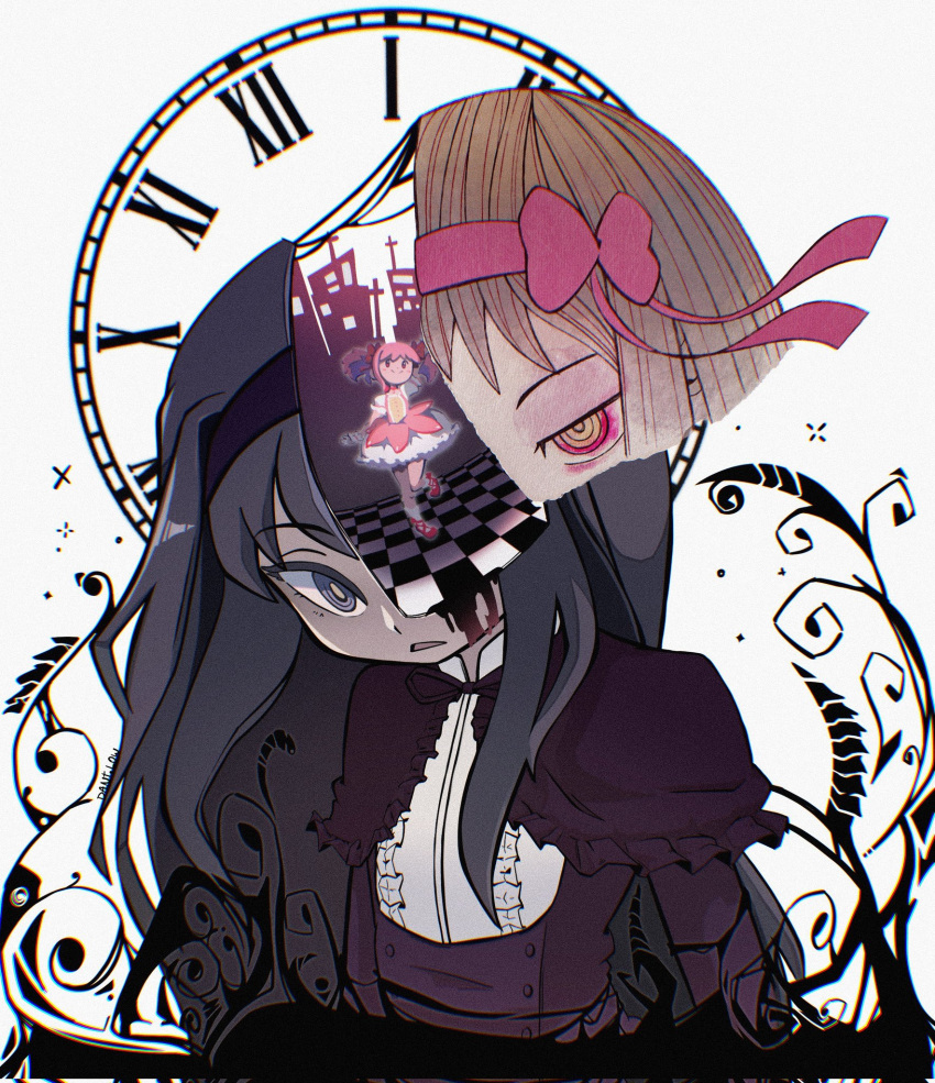 Safebooru - 2girls abstract akemi homura akuma homura analog clock arm ...
