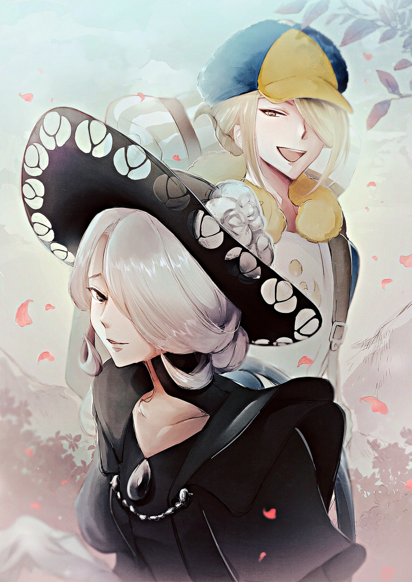 Safebooru - 1boy 1girl absurdres bangs black dress black headwear blonde hair choker closed ...