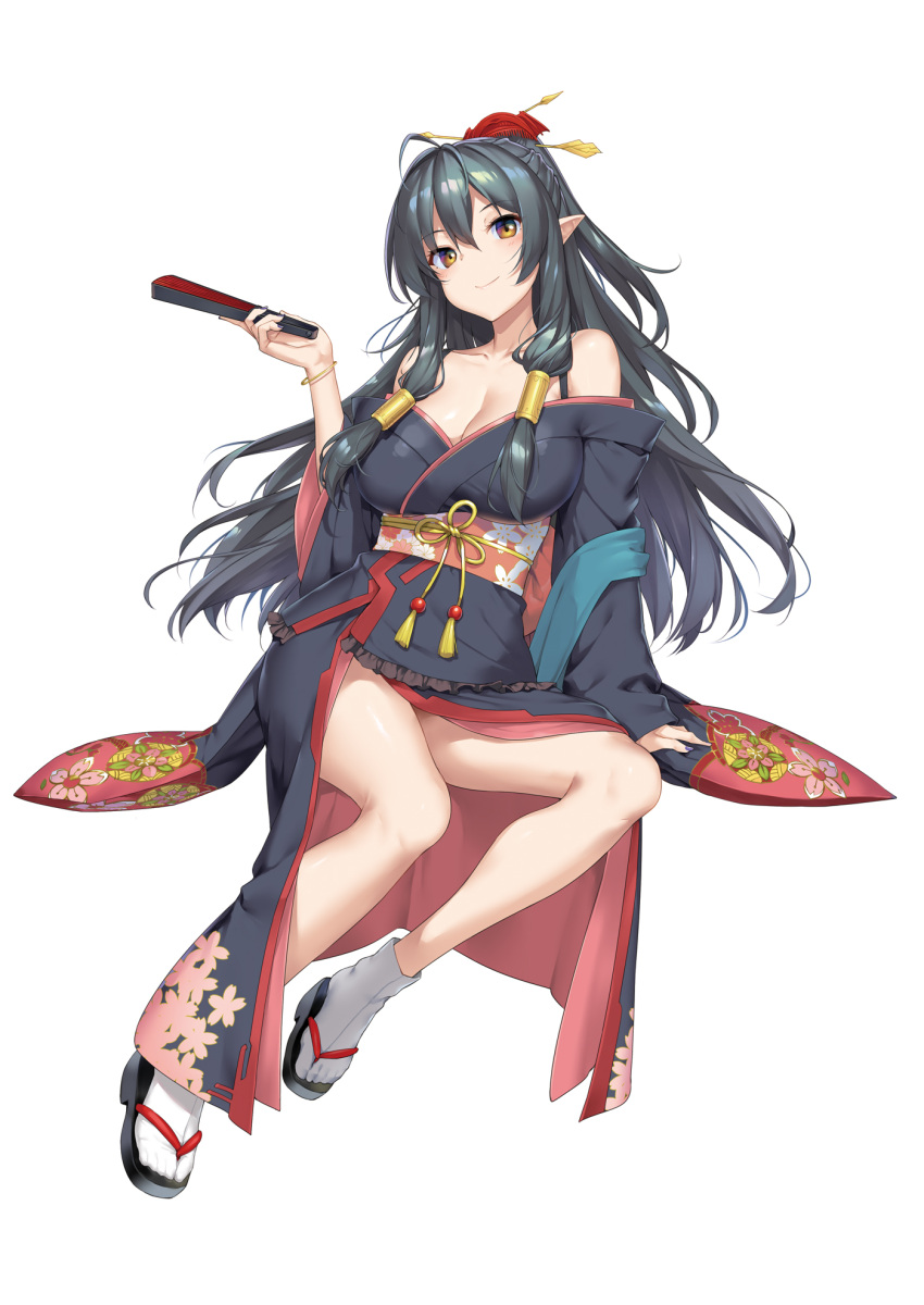 Safebooru - 1girl arifureta shokugyou de sekai saikyou bare shoulders black hair folding fan ...