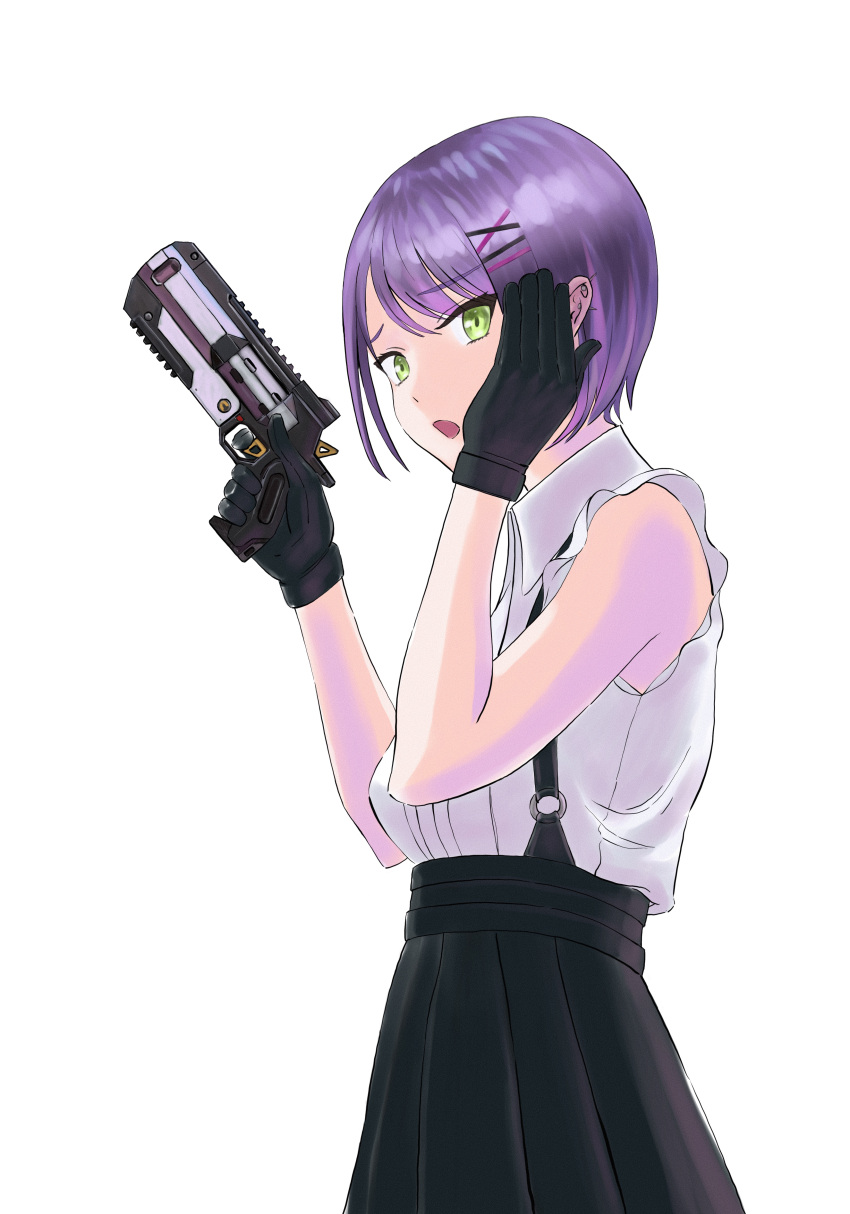 Safebooru - 1girl :o absurdres apex legends b3 wingman black gloves black skirt breasts collared ...