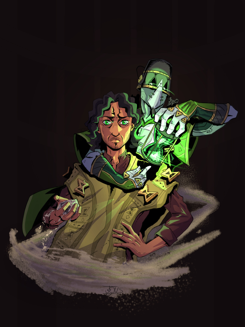 Safebooru - 1boy 1other absurdres artist request black background bruno ...