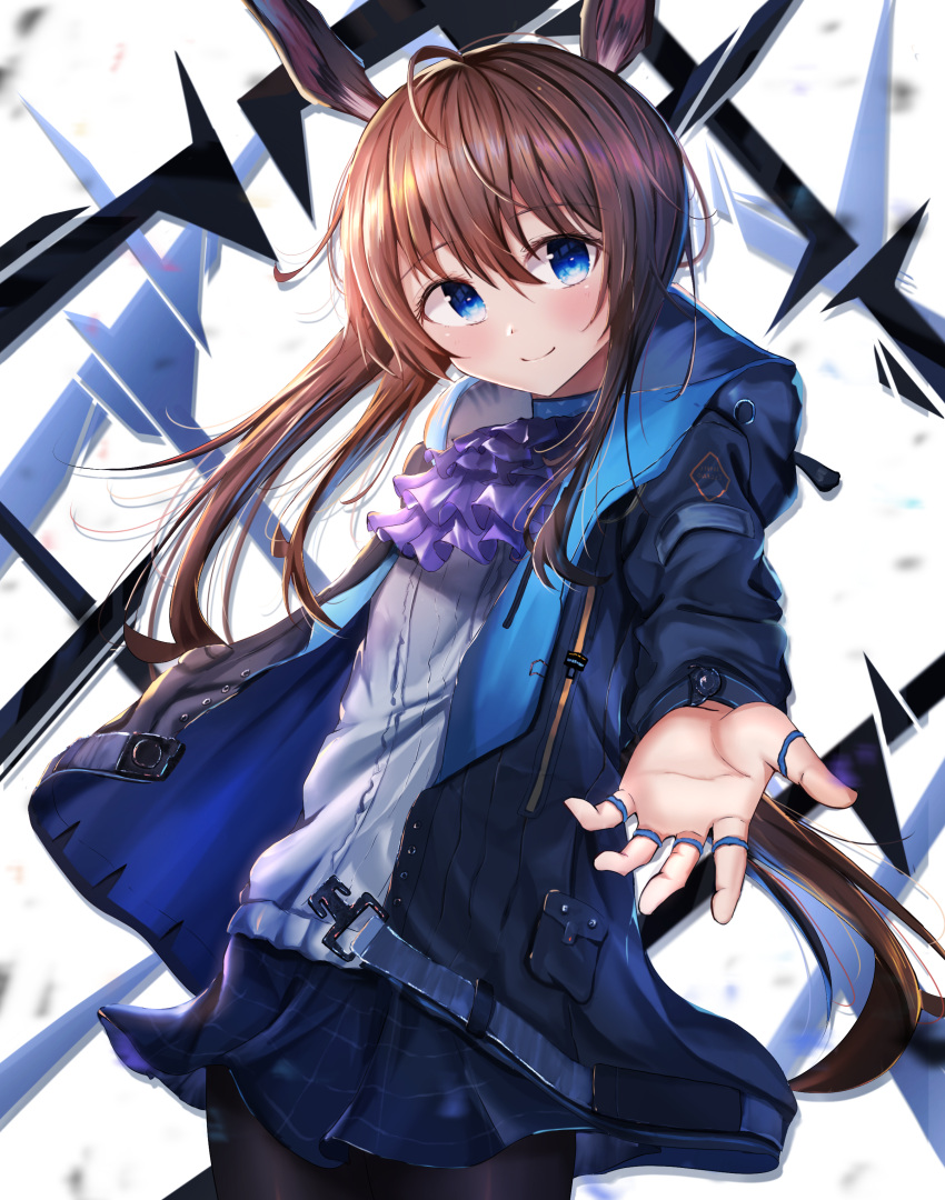 Safebooru - 1girl absurdres ahoge amiya (arknights) animal ears arknights ascot bangs black coat ...