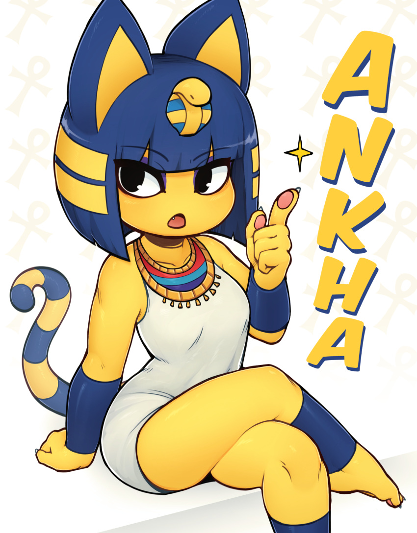 Safebooru - 1girl animal crossing animal ears ankha (animal crossing) arm support bangs black ...