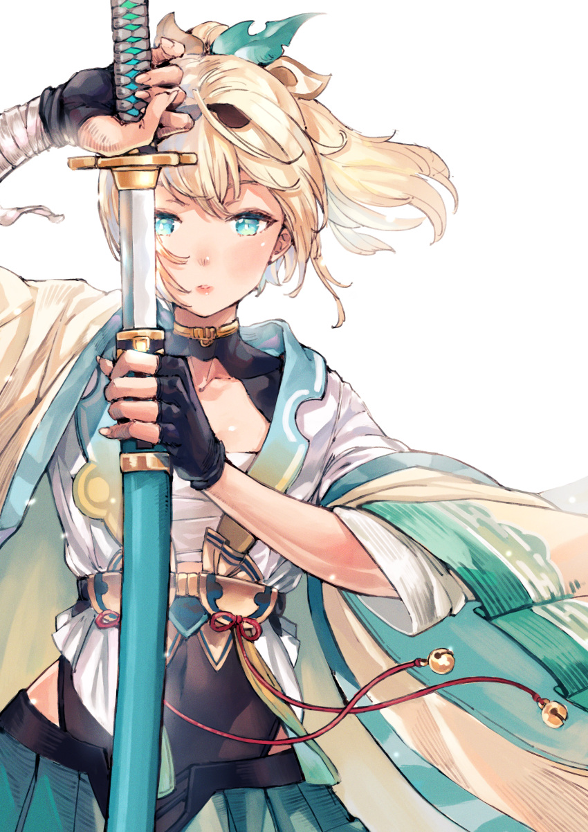 Safebooru - 1girl absurdres aqua eyes blonde hair chest sarashi drawing ...