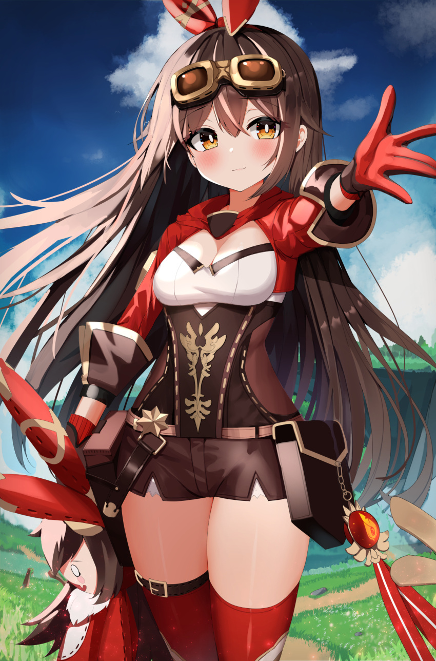 Safebooru - 1girl amber (genshin impact) baron bunny (genshin impact) breasts bright pupils ...