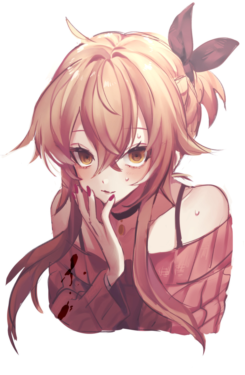 Safebooru - 1boy blonde hair bow choker envy elika (koyashaka) hair bow ...