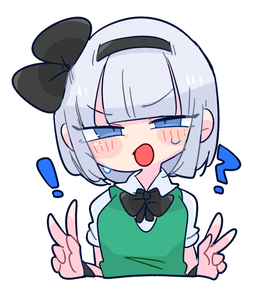 Safebooru - ! 1girl ? black bow black hairband black neckwear black ribbon blue eyes blush bob ...