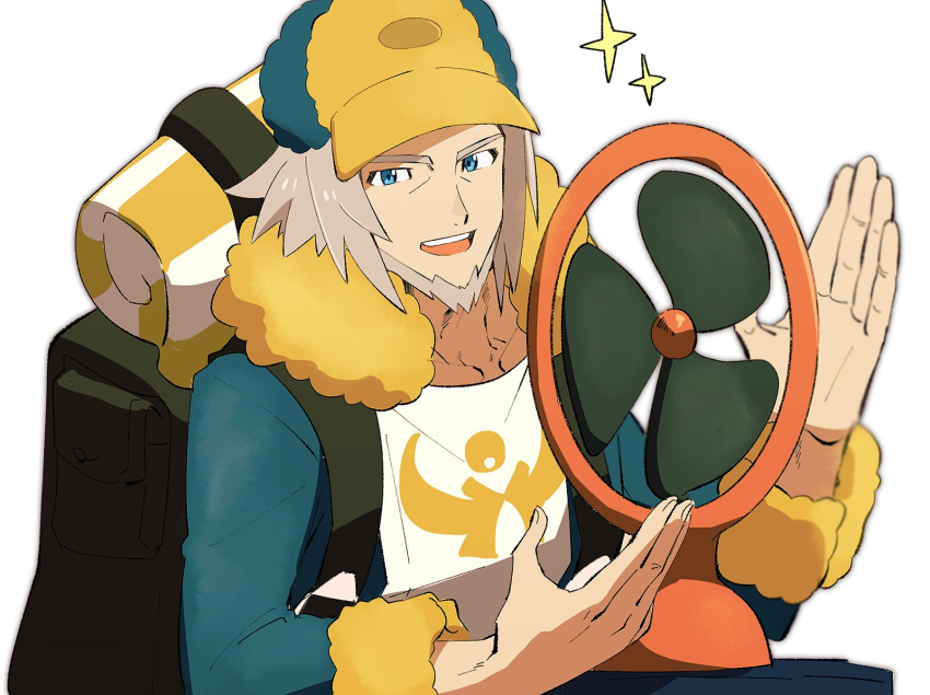 Safebooru - 1boy backpack bag beard blonde hair blue eyes collarbone ...