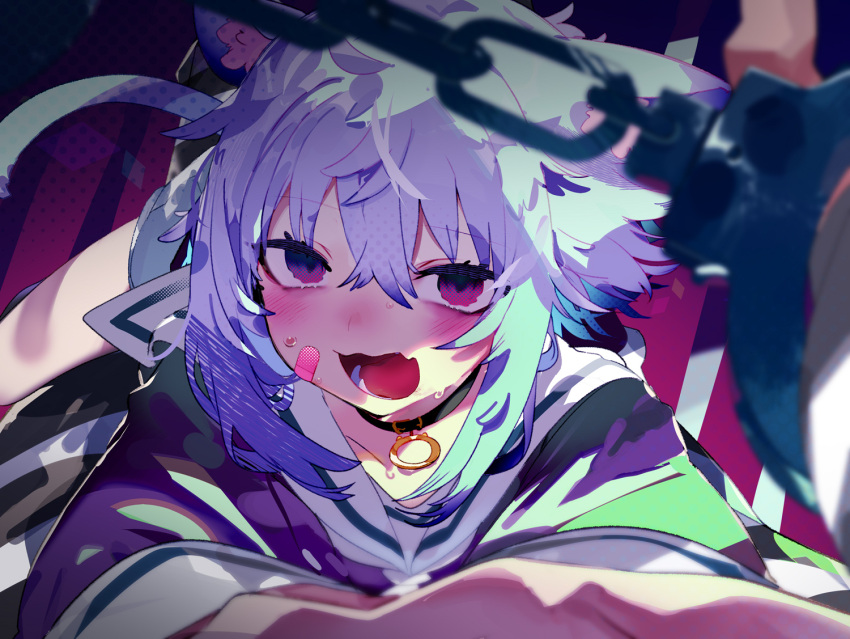 Safebooru - 1girl 1other animal ear fluff animal ears bandaid bandaid on cheek bandaid on face ...