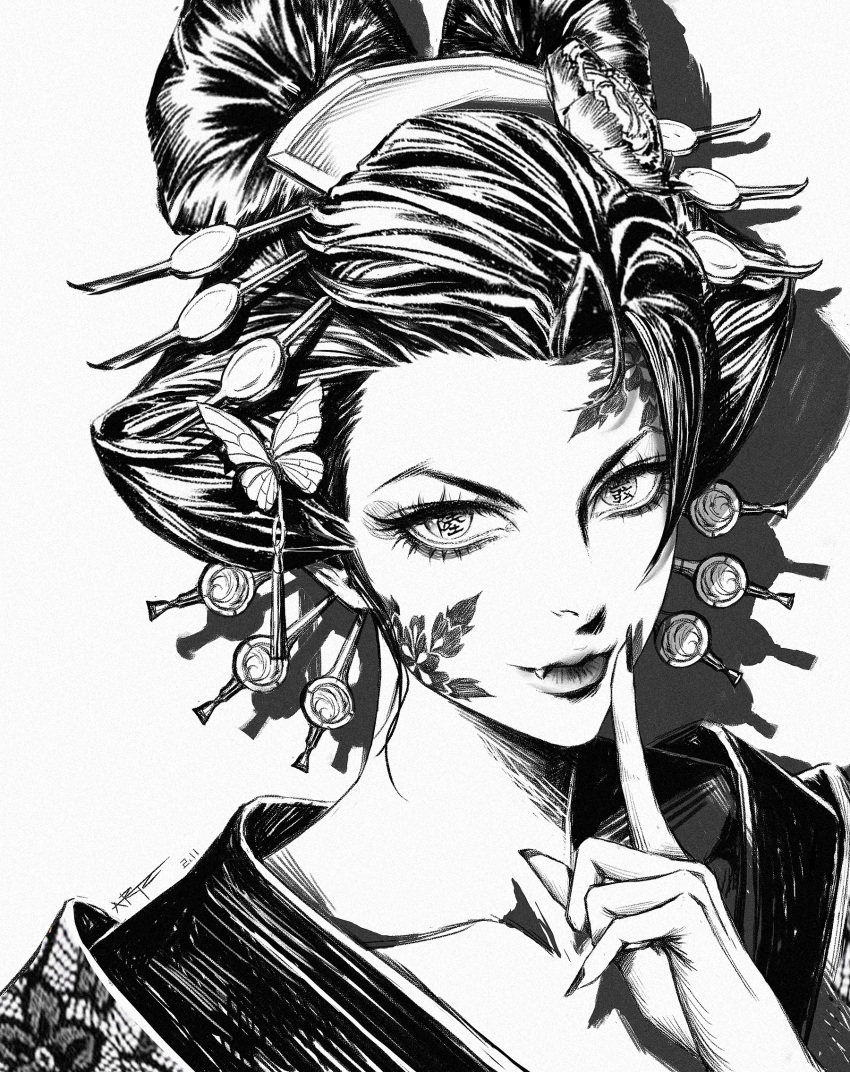 Safebooru - 1girl black nails daki (kimetsu no yaiba) eyelashes facial ...