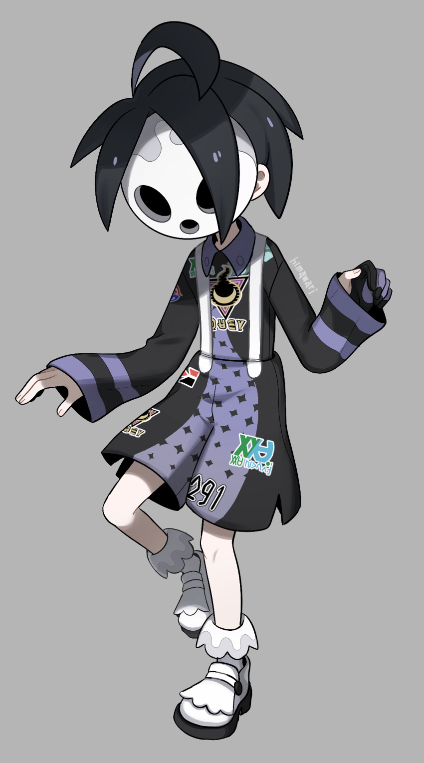 Safebooru - 1boy ahoge allister (pokemon) black hair black shirt black ...