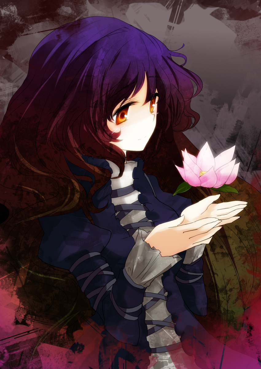 Safebooru - brown hair dress face flower gradient hair highres hijiri ...