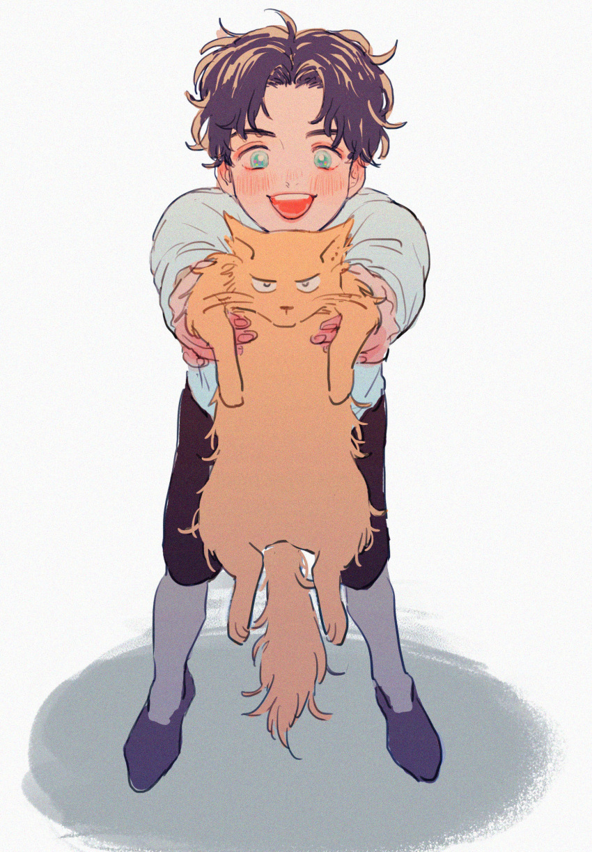Safebooru - 1boy absurdres animal animalization black hair blue eyes blush brown hair cat child ...