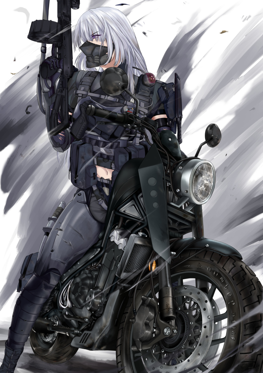 Safebooru - 1girl absurdres ak-15 ak-15 (girls' frontline) assault rifle bangs black mask black ...