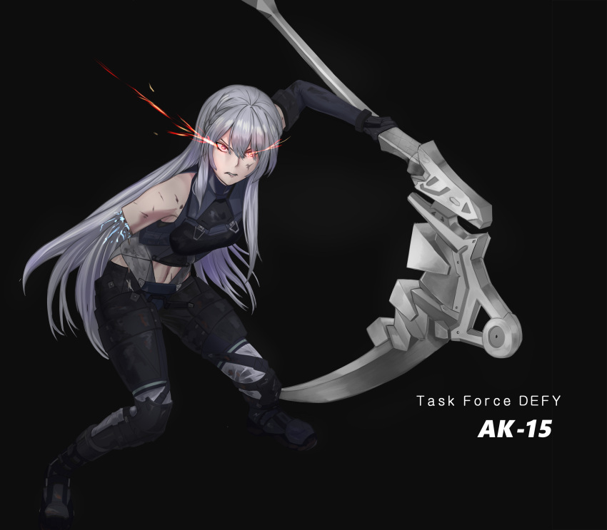 Safebooru - 1girl abs absurdres ak-15 (girls' frontline) bangs black background black footwear ...