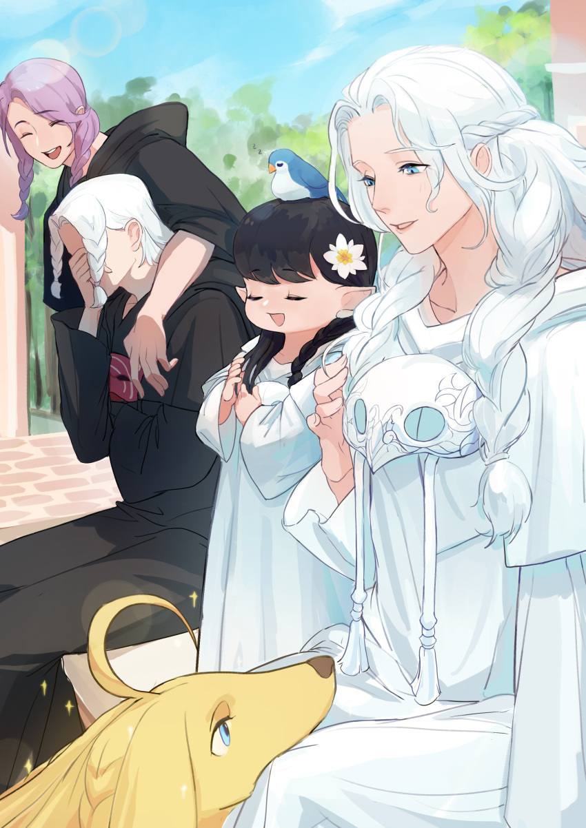 Safebooru - 2boys 2girls ^ ^ ^o^ absurdres alternate hairstyle animal ...