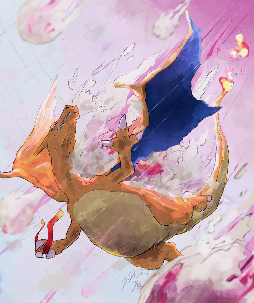 Safebooru - aomon (yuuji7604) blurry charizard claws commentary request dated draco meteor ...