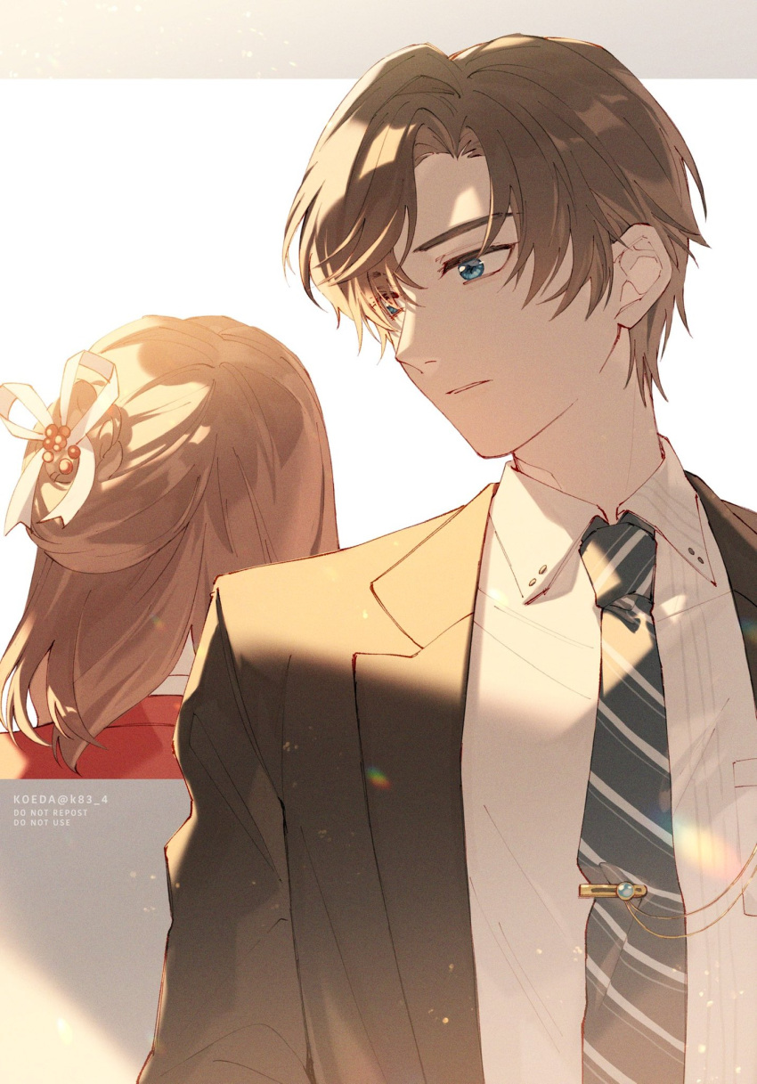 Safebooru 1boy 1girl Artem Wing Tears Of Themis Back To Back Bangs 2943