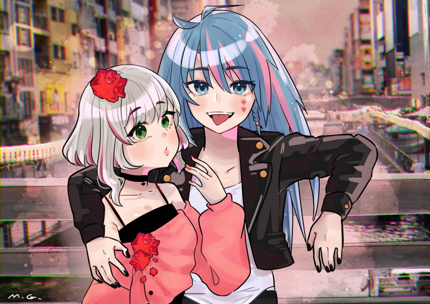 Safebooru - 2girls absurdres alternate costume arm around shoulder azura cecillia black camisole ...