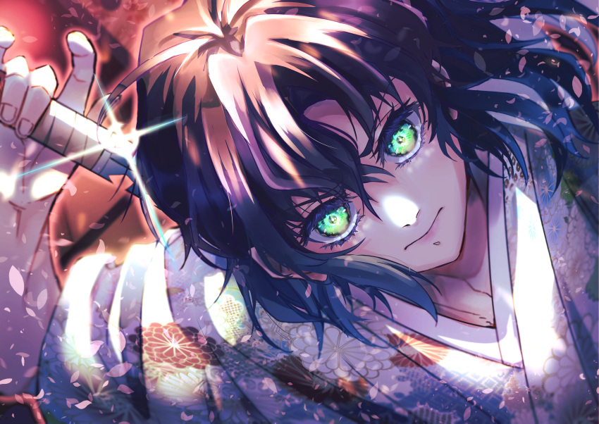 Safebooru - 1boy absurdres bangs black hair closed mouth green eyes ...